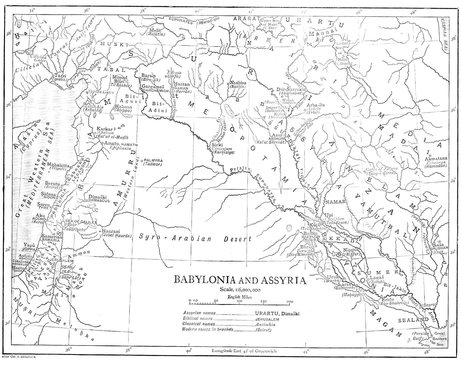 Myths of Babylonia and Assyria, Babylon-Assyria Map